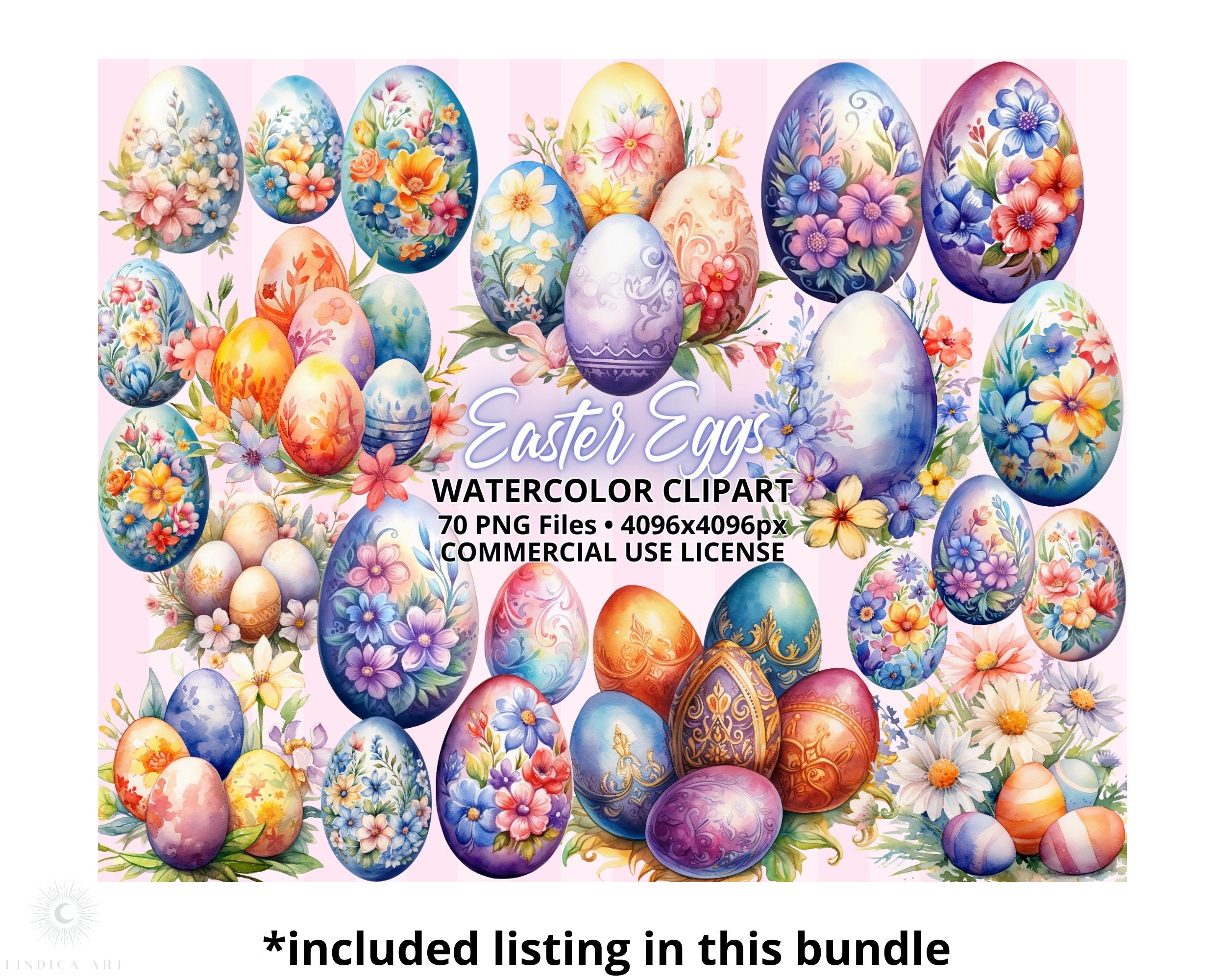 Watercolor Easter Clipart BUNDLE 226 PNG Files, Easter Bunny Floral ...