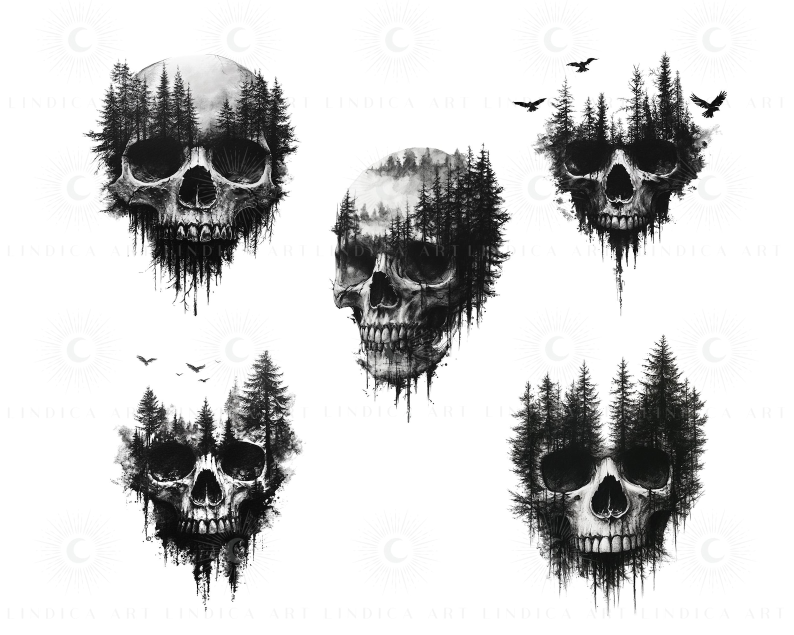 Procreate Skulls Stamps Brushes BUNDLE, Realistic Skull, Tattoo Stencil ...