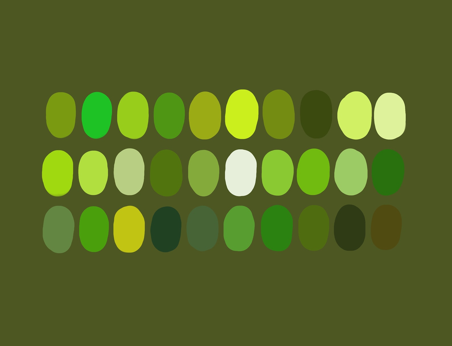 Procreate Color Palette, Green Color Swatches, Spring Greenery Digital ...