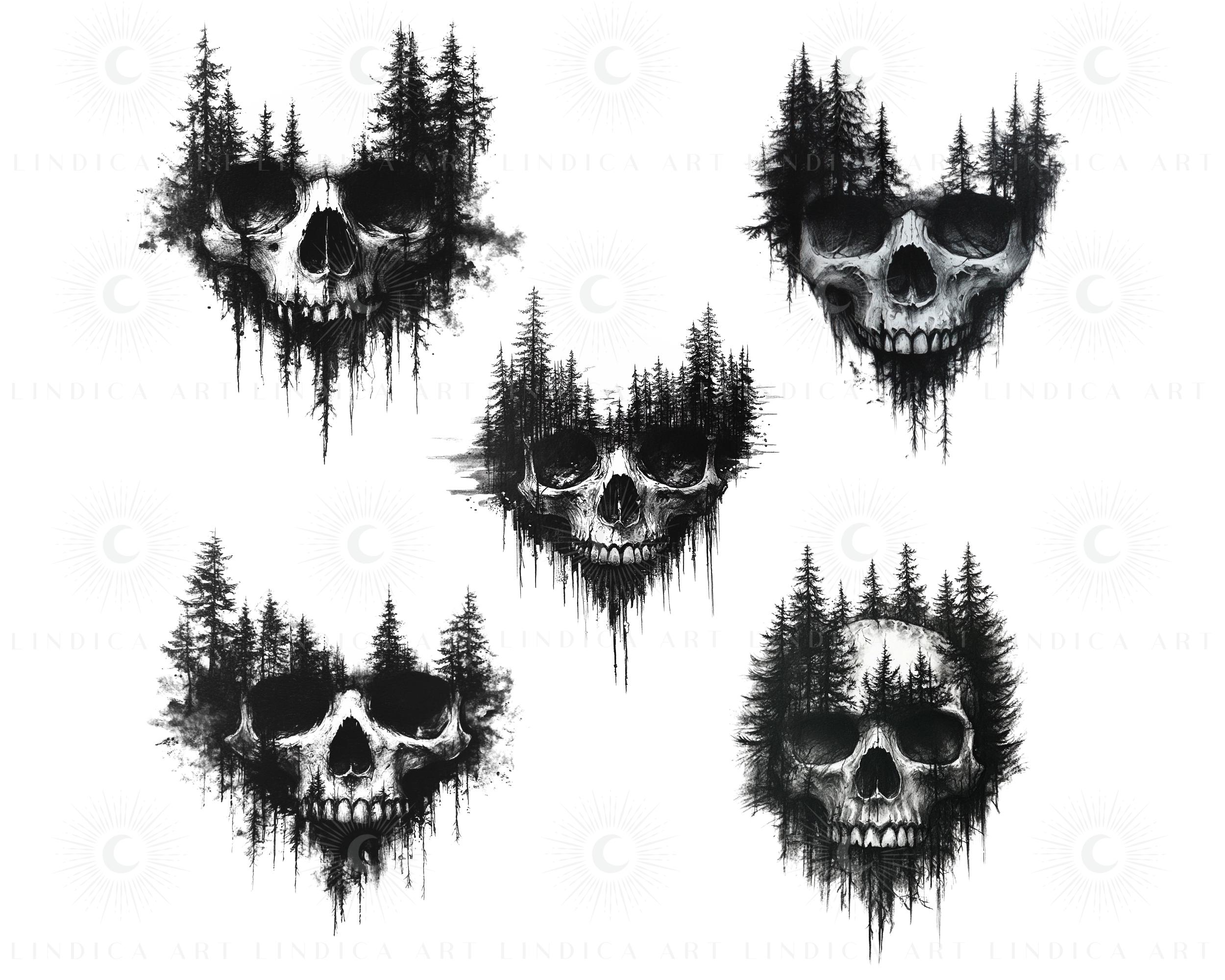 Procreate Skulls Stamps Brushes BUNDLE, Realistic Skull, Tattoo Stencil ...