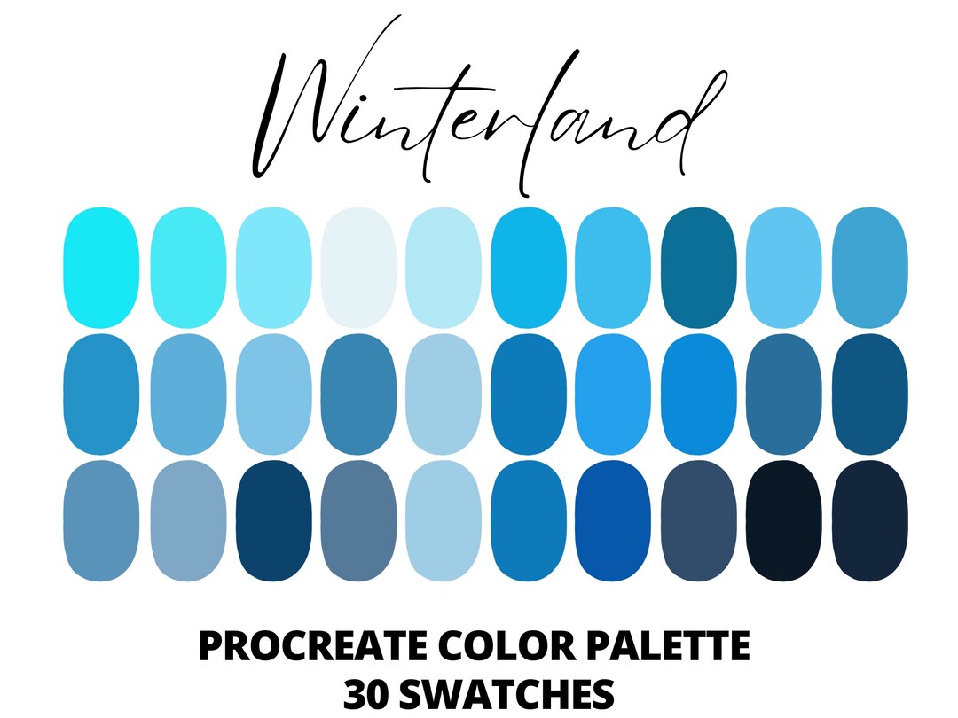 Winterland Procreate Color Palette, Procreate Swatches, Ice Blue Color ...
