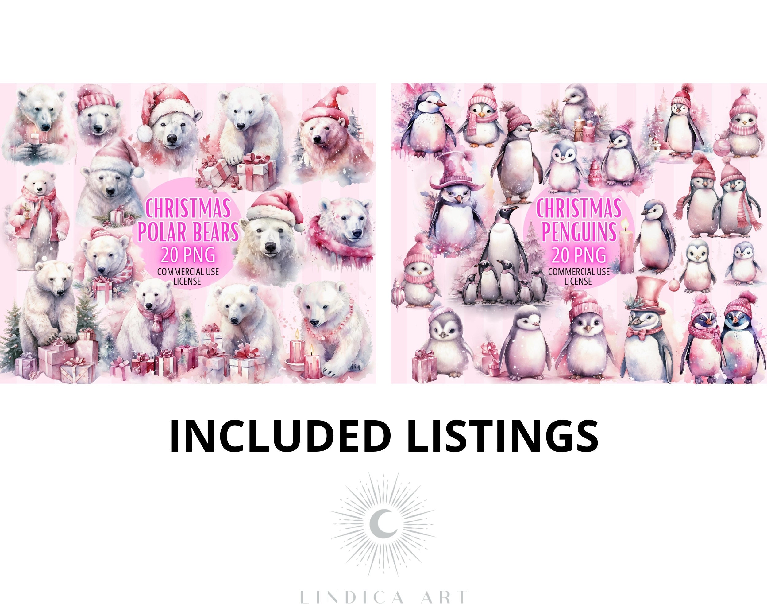 Clipart Pink Christmas Bundle 391 PNG Files Pastel - Etsy