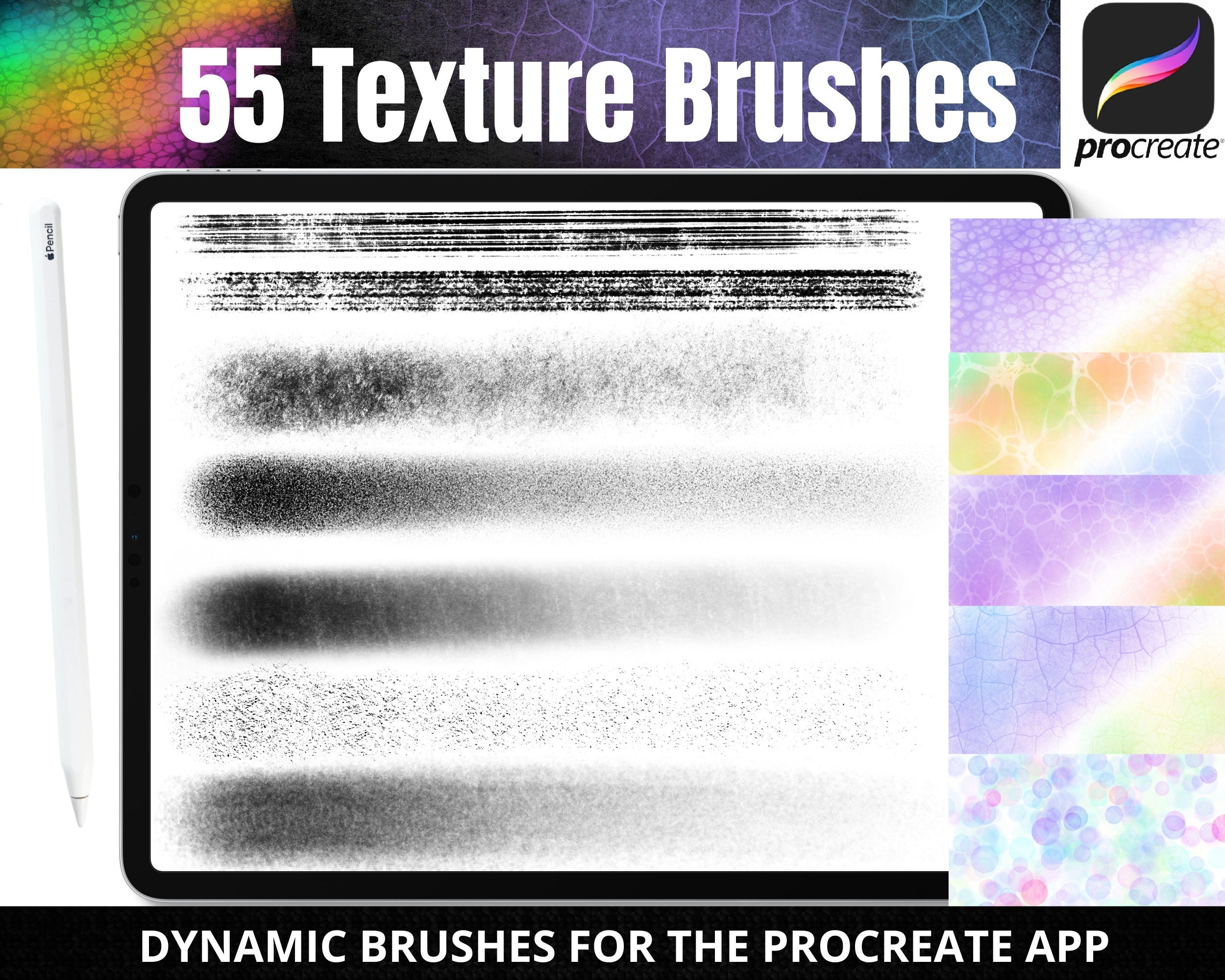 Procreate Texture Brushes, Brush Bundle With Textured Alcohol Ink Cells ...