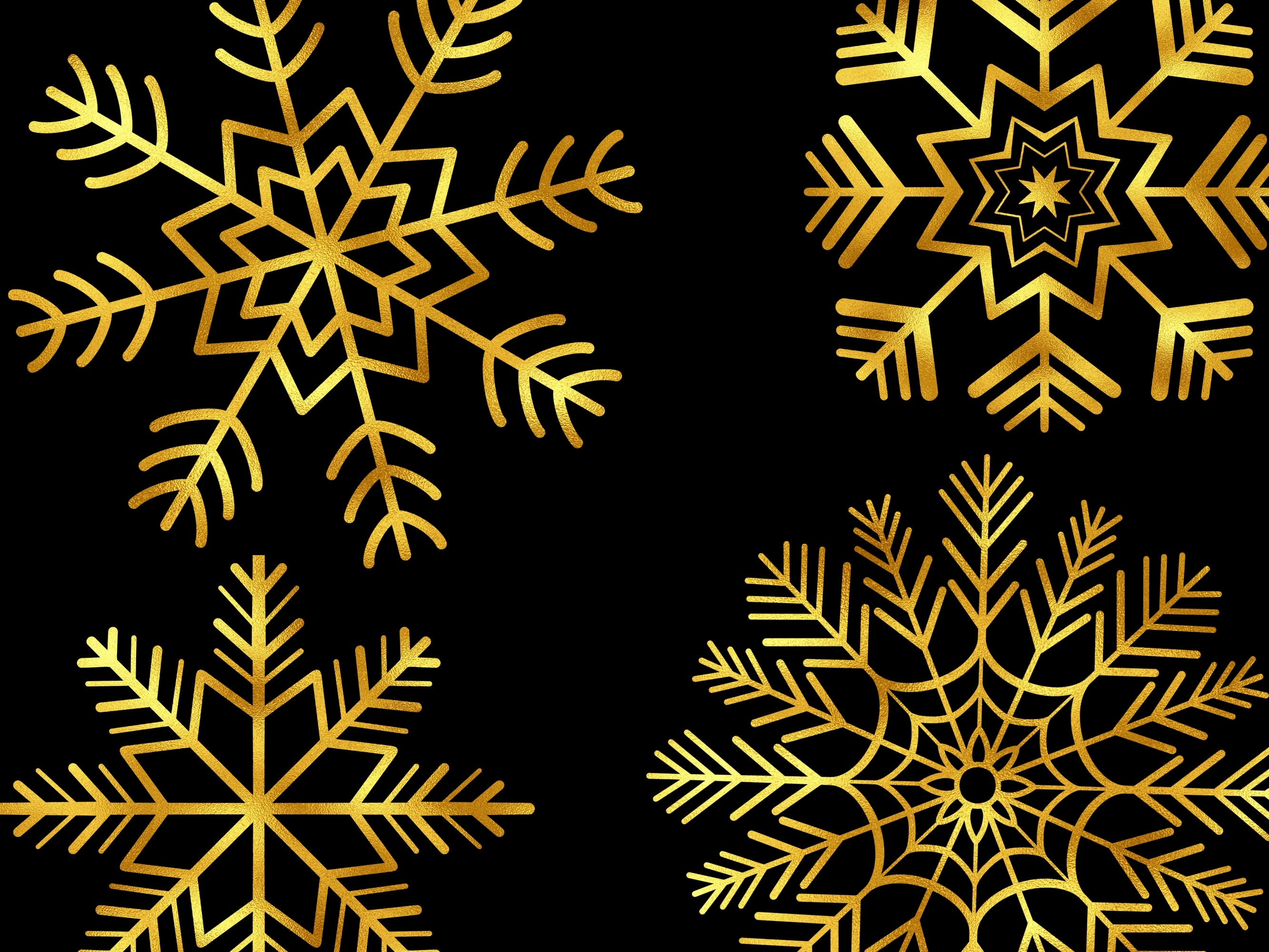 Gold Snowflakes Clip Art, 22 PNG Files, Snowflakes With Gold Foil ...