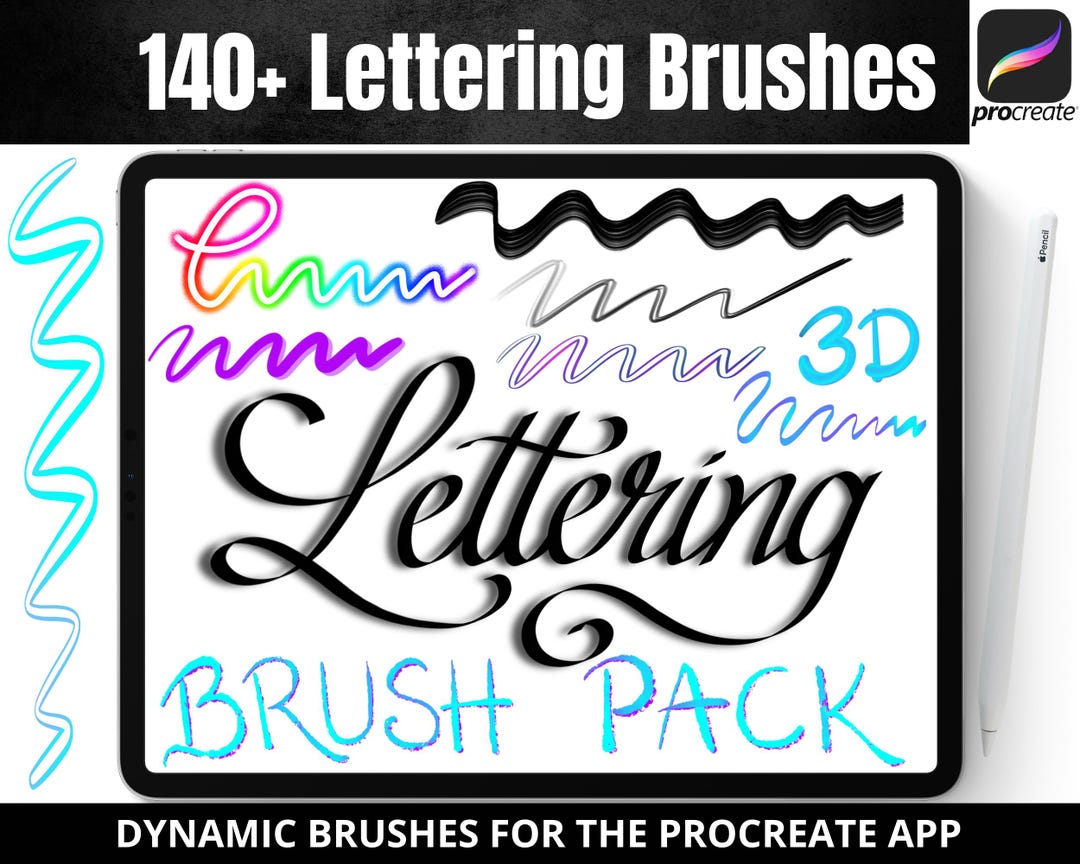 Procreate Lettering Brushes Bundle, Calligraphy Brush, Outline Brush ...