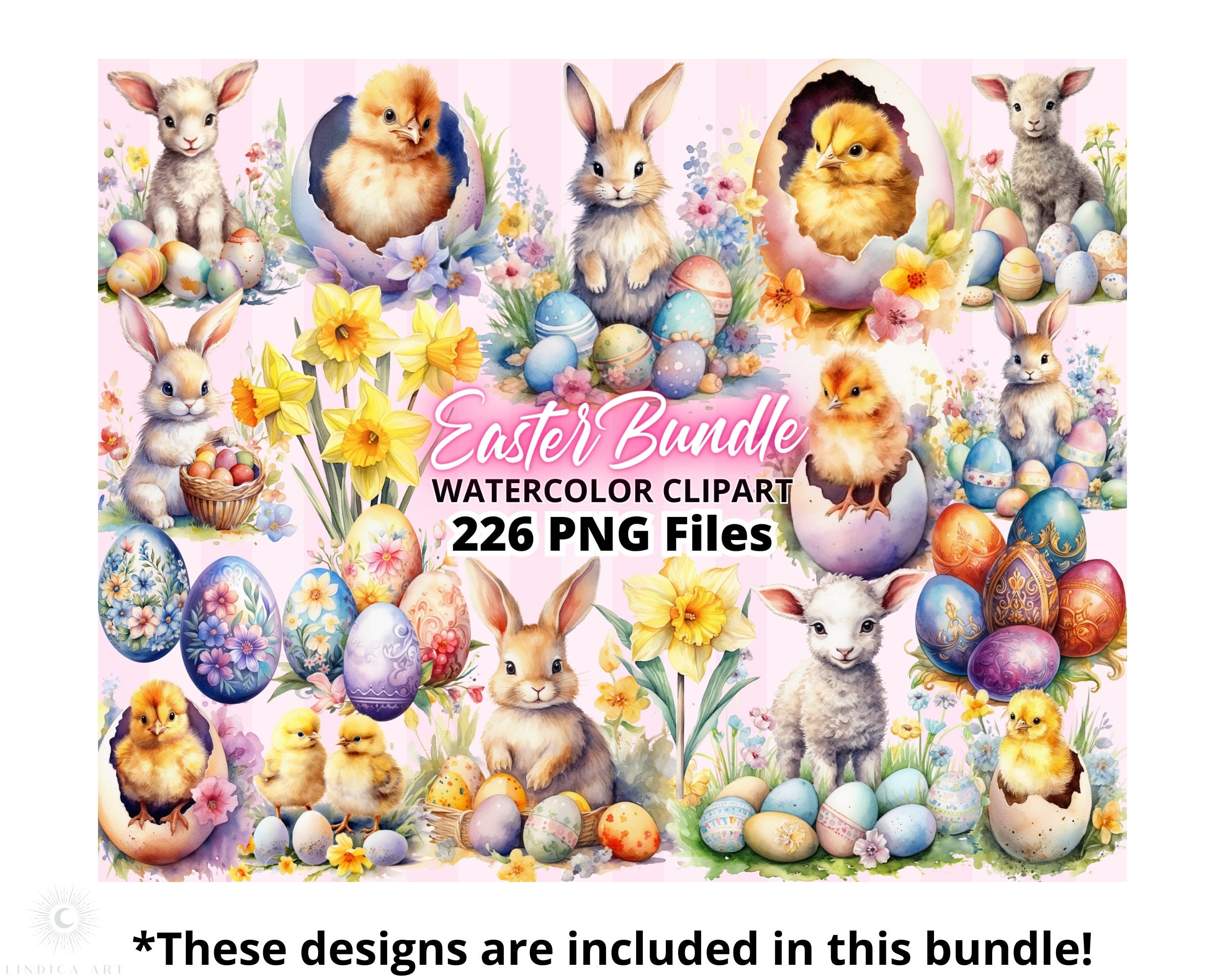 Watercolor Easter Bunnies Clipart BUNDLE 45 PNG Files, Easter Cute ...