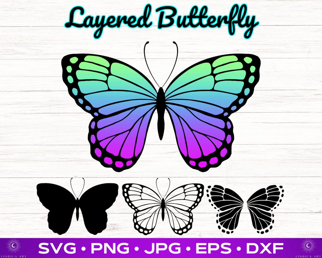 Layered Butterfly SVG, Clipart PNG Graphics, Sublimation T-shirt ...