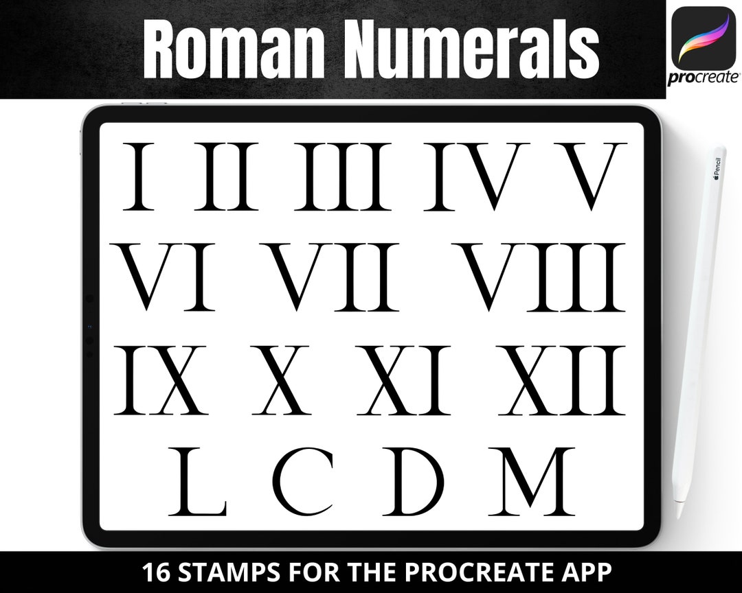 Procreate Roman Numerals Stamp Brushes, Tattoo Designs, Roman Numbers ...