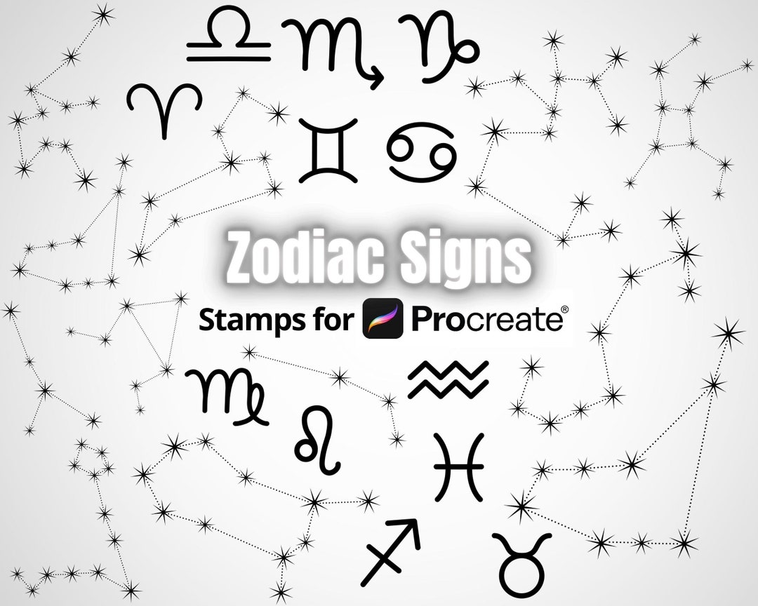 Procreate Zodiac Signs & Star Constellations, Procreate Stamp Brush ...