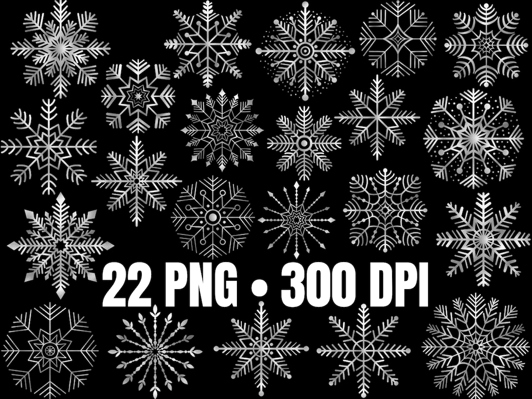 Silver Snowflakes Clip Art, 22 PNG Files, Snowflakes With Silver Foil ...