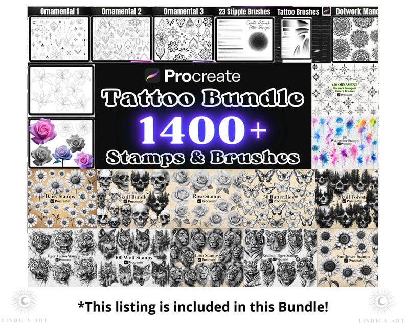 Procreate Ornamental Stamps & Seamless Pattern Brushes, Ornamental ...