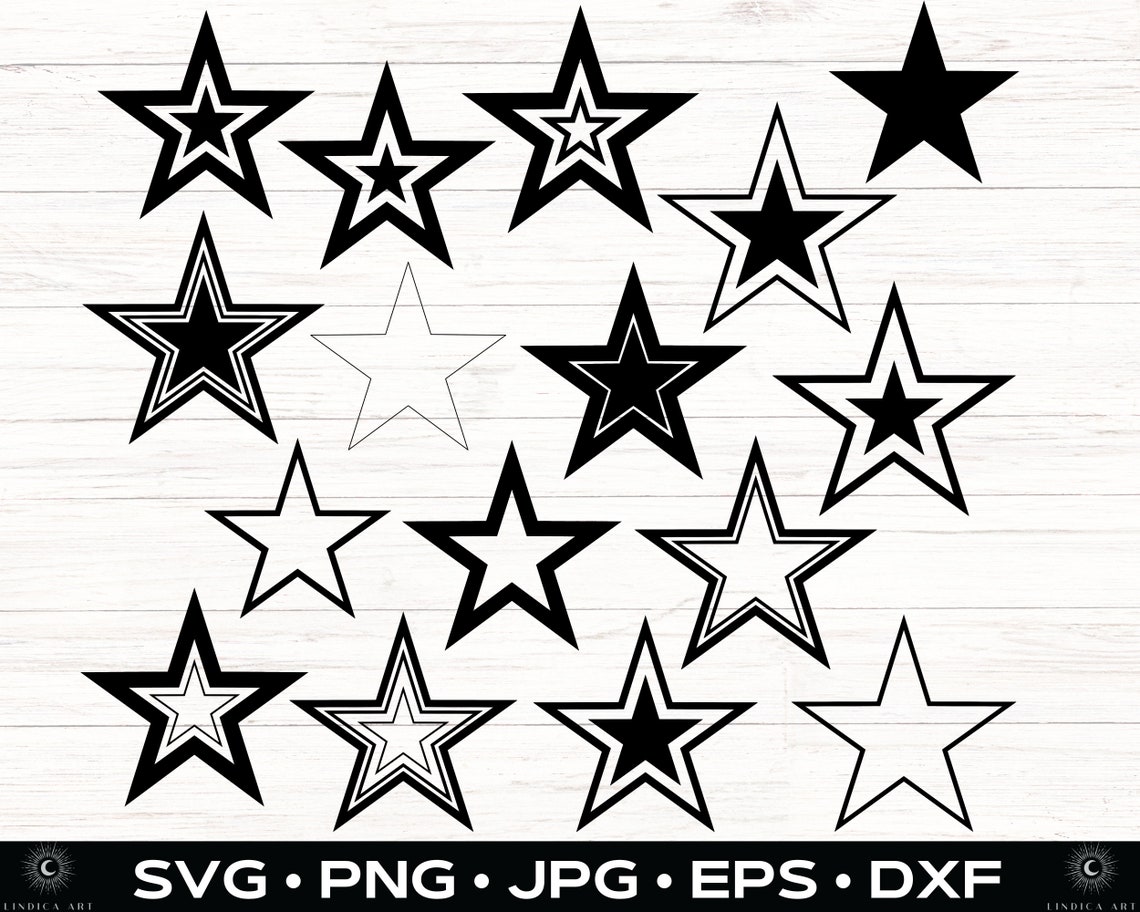 Stars SVG/PNG Bundle Clipart, Sublimation Design, Cricut Cut Files ...
