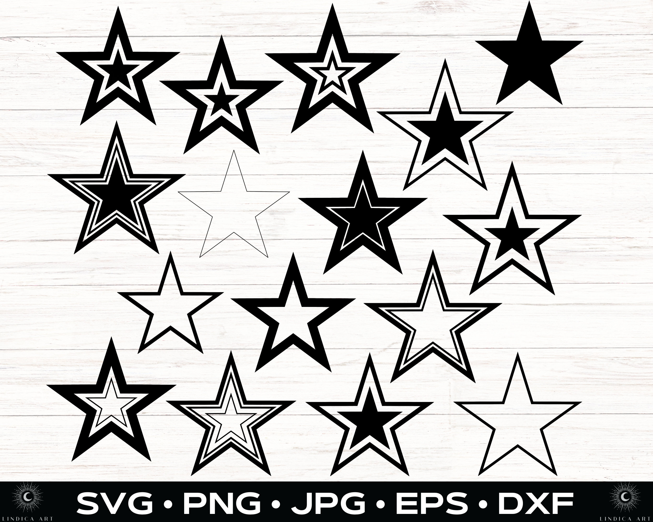 Stars SVG/PNG Bundle Clipart, Sublimation Design, Cricut Cut Files ...