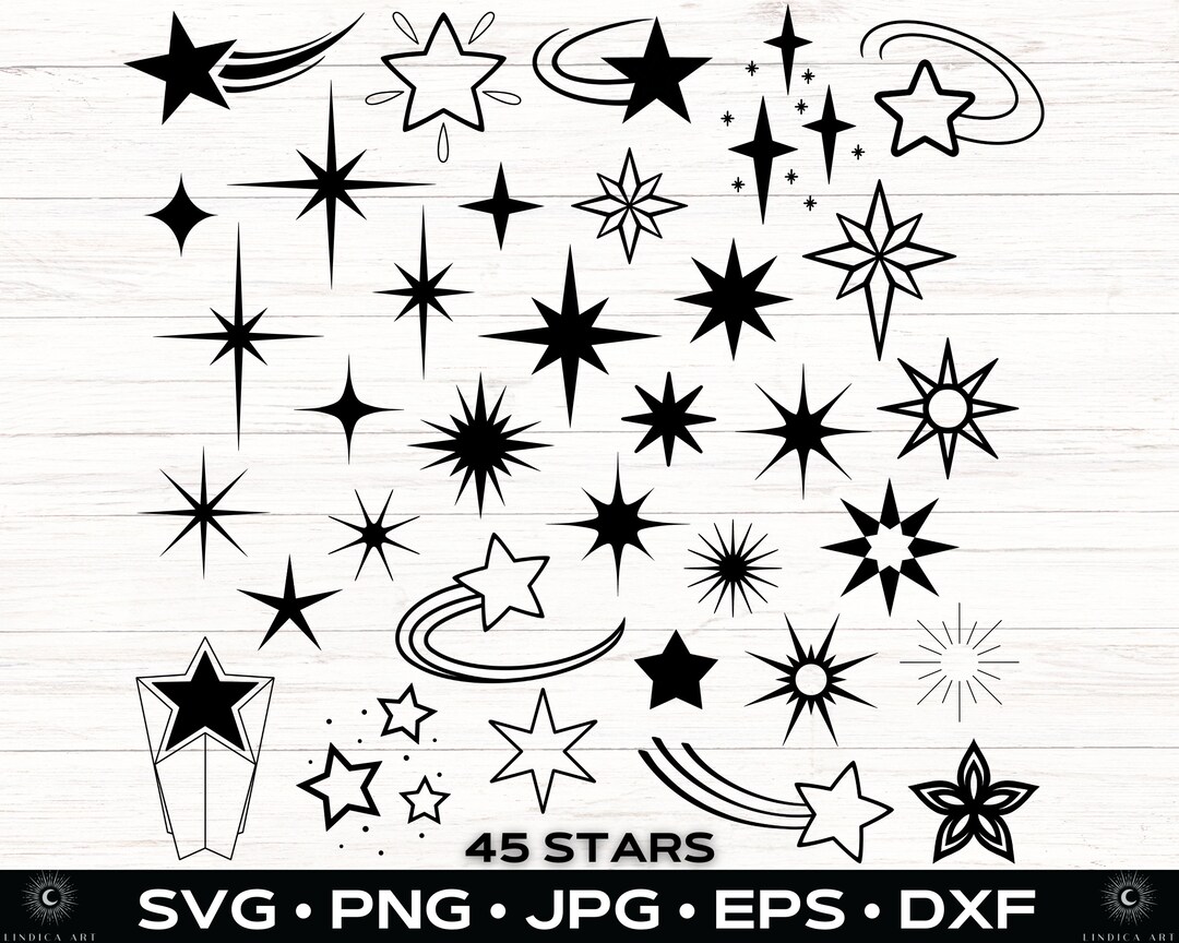 Stars SVG/PNG Bundle Clipart, Sublimation Design, Cricut Cut Files ...