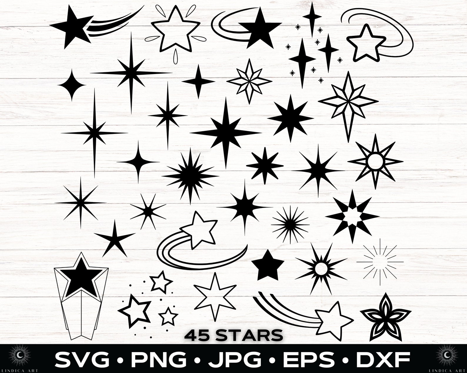 Stars SVG/PNG Bundle Clipart, Sublimation Design, Cricut Cut Files ...