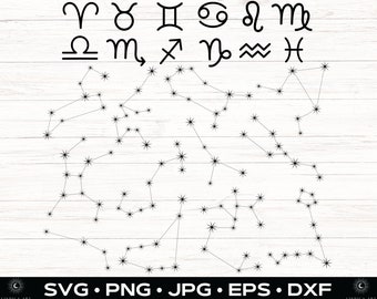 Zodiac Constellation Svg Bundle, Horoscope Signs, Astrology Svg Png - Etsy