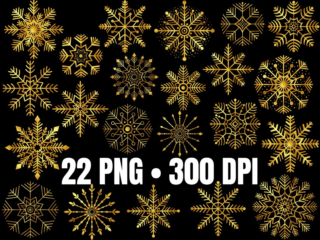 Gold Snowflakes Clip Art, 22 PNG Files, Snowflakes With Gold Foil ...