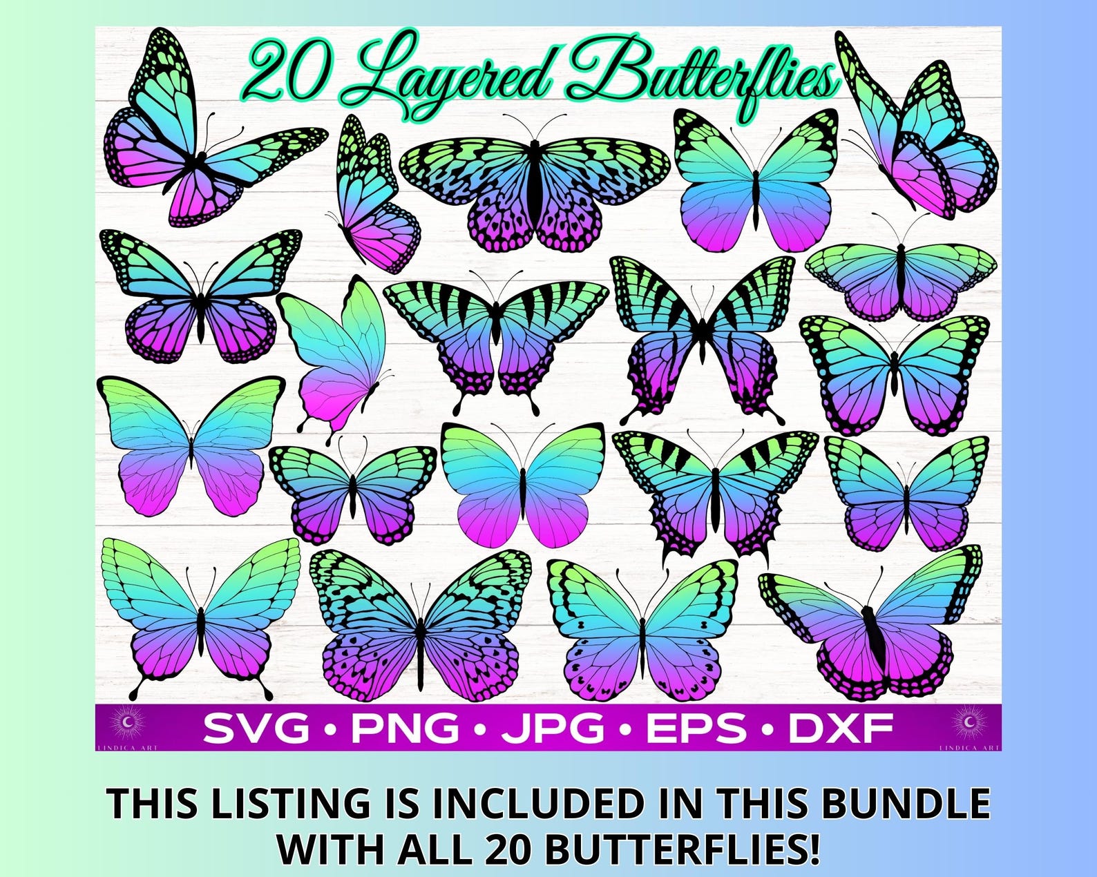 Layered Butterfly SVG, Clipart PNG Graphics, Sublimation T-shirt ...