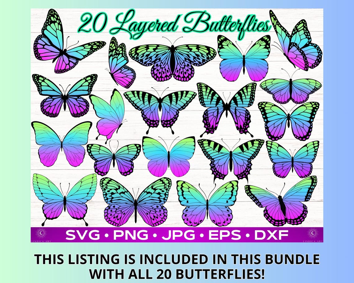 Butterfly Layered SVG, Clipart PNG Graphics, Sublimation T-shirt ...