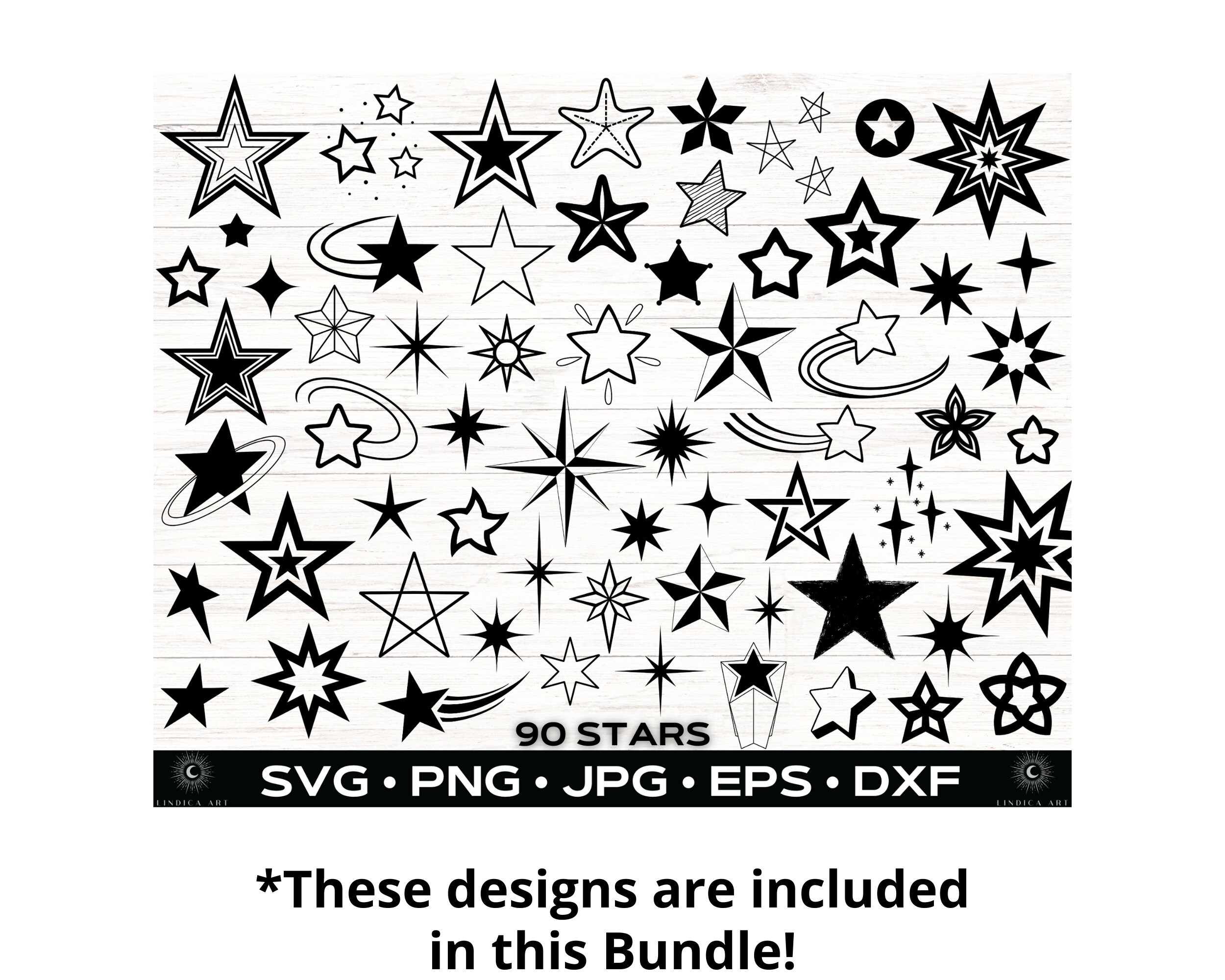 Stars SVG/PNG Bundle Clipart, Sublimation Design, Cricut Cut Files ...