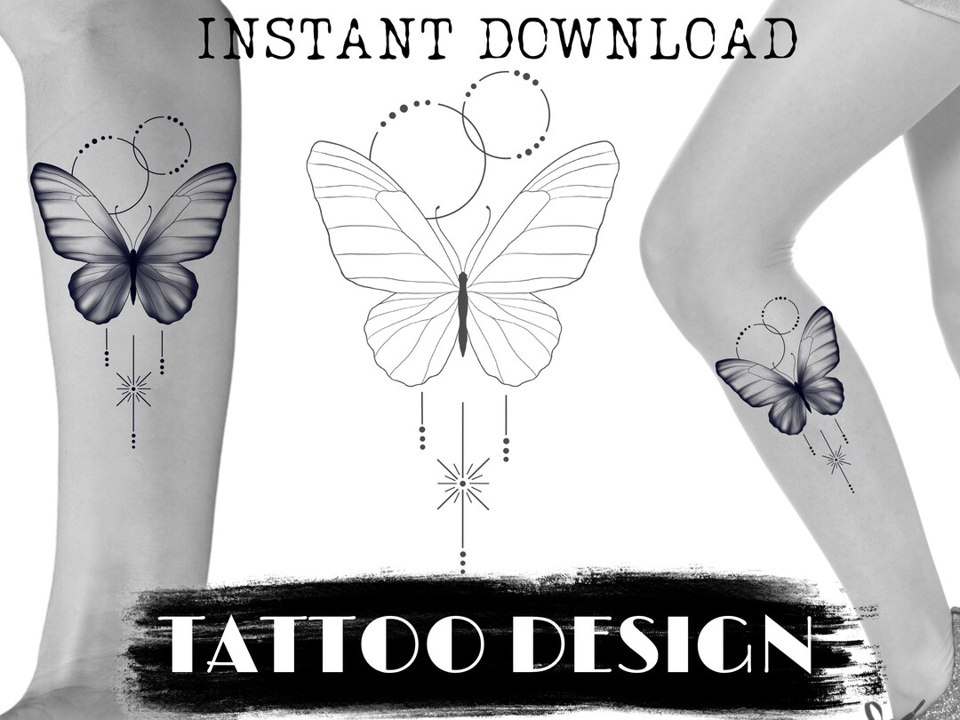 Tattoo Design Butterfly Ornamental, Printable Stencil Tattoo Flash ...