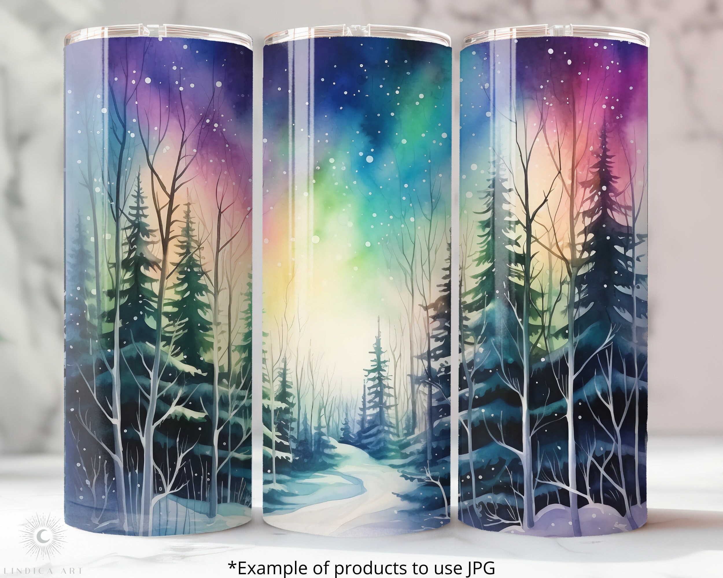 Northern Lights Digital Paper Bundle, Aurora Borealis Christmas Winter ...