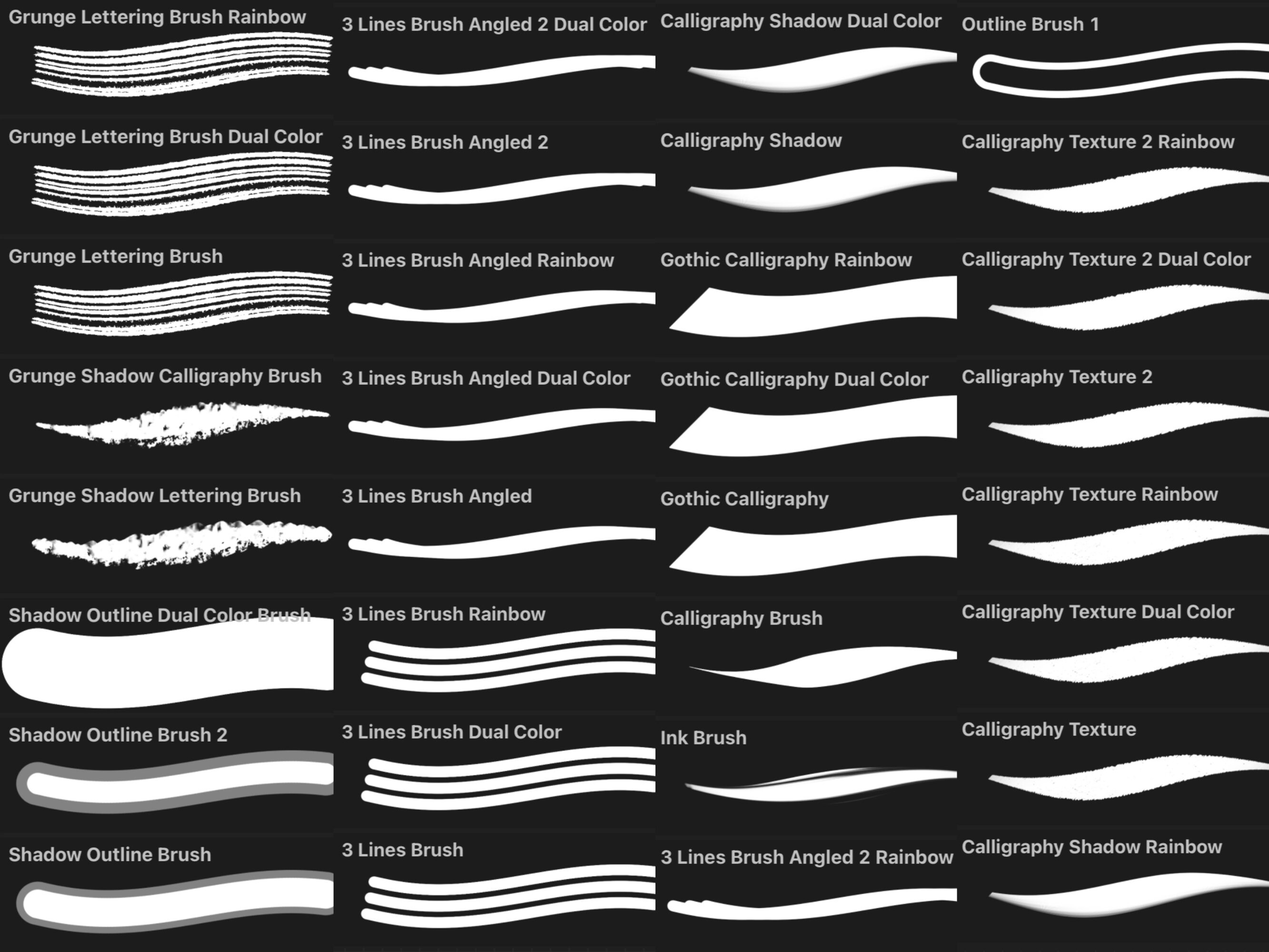 Procreate Lettering Brushes Bundle, Calligraphy Brush, Outline Brush ...