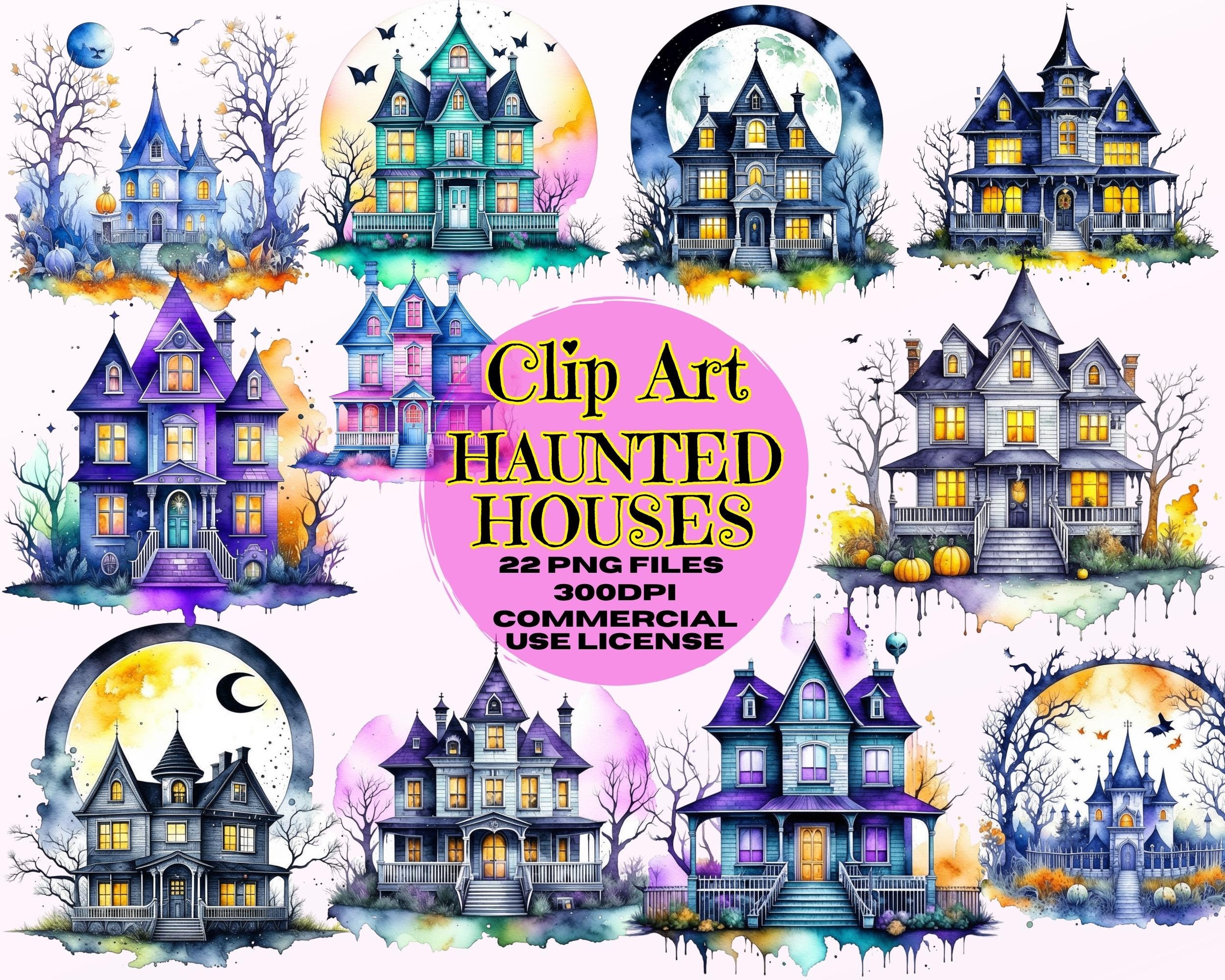 Clipart Halloween Haunted Houses 22 PNG Files Pastel - Etsy