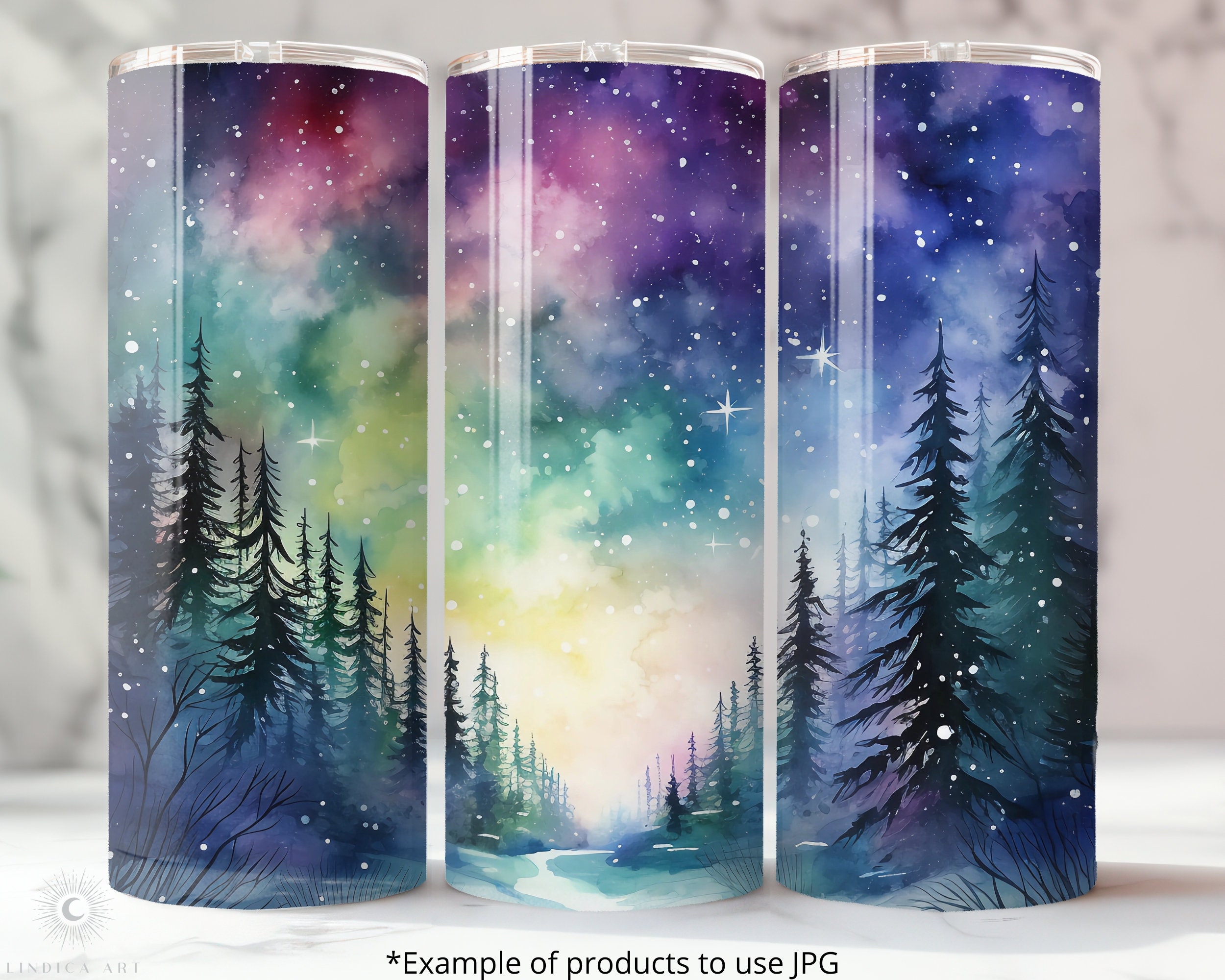 Northern Lights Digital Paper Bundle, Aurora Borealis Christmas Winter ...