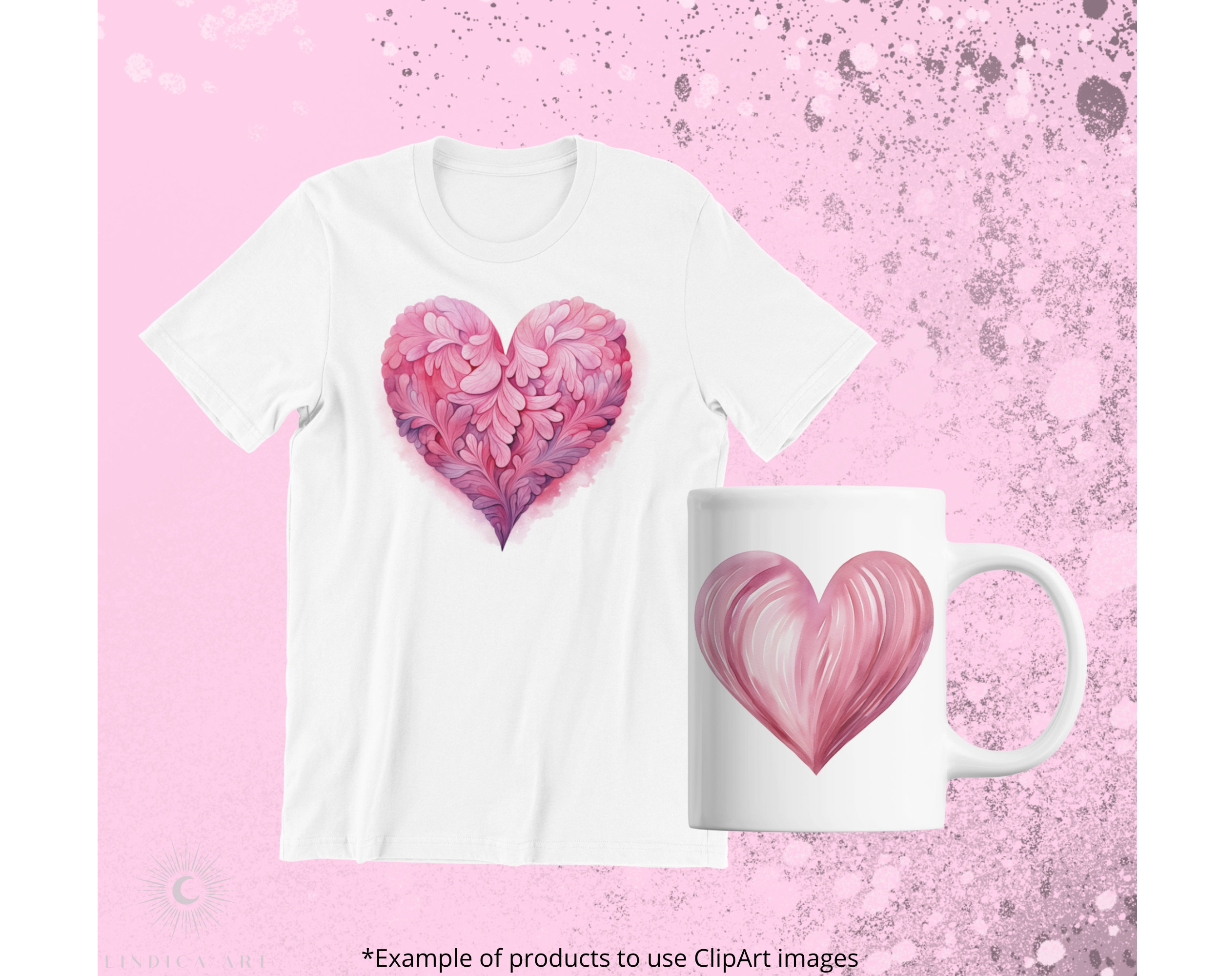 Clipart Pink Valentine Love Hearts 45 PNG Files, Pastel Watercolor Art ...