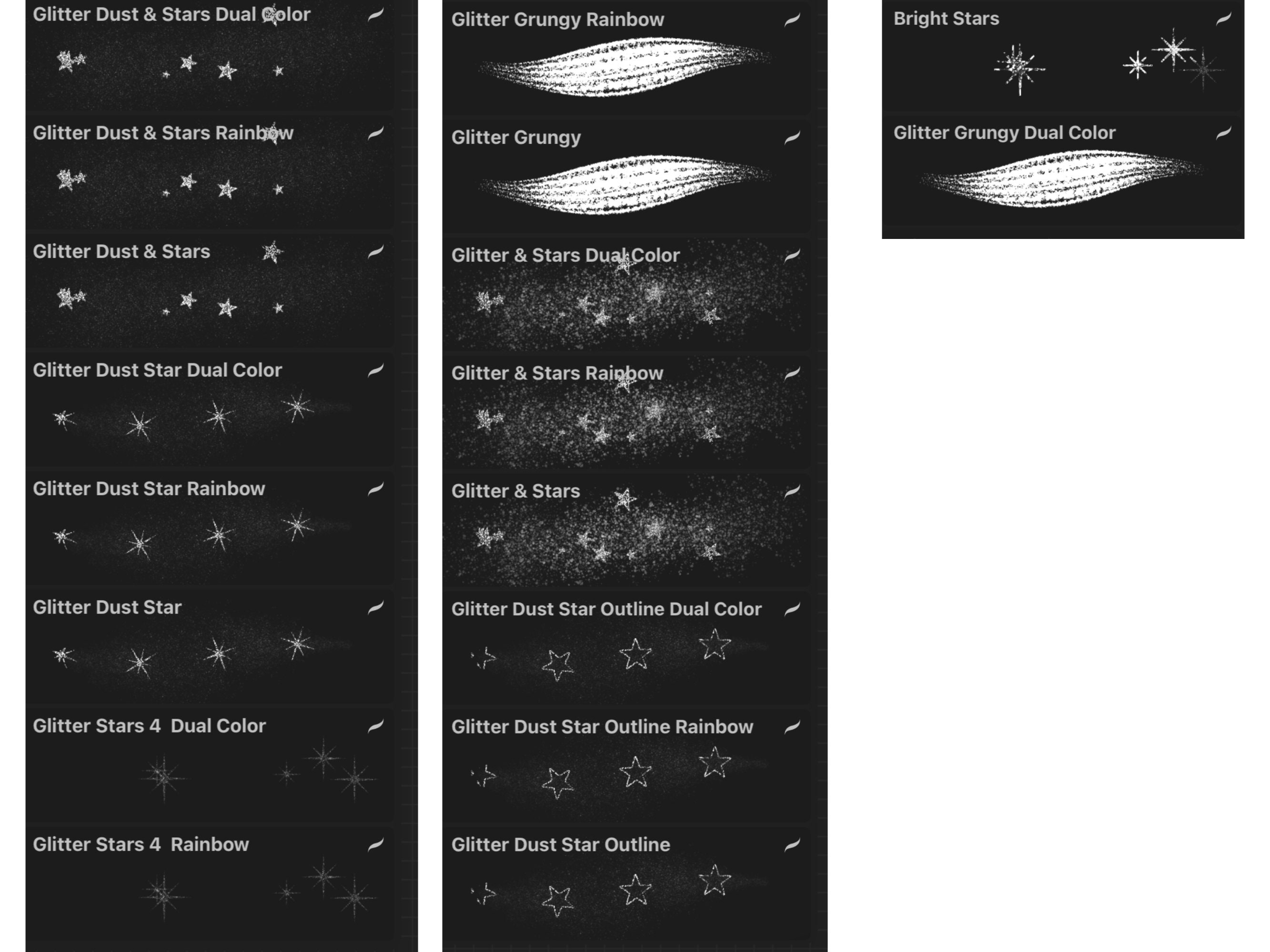 Procreate Brushes, 60 Glitter Brush Set, Sparkling Shimmer Bright Glow ...