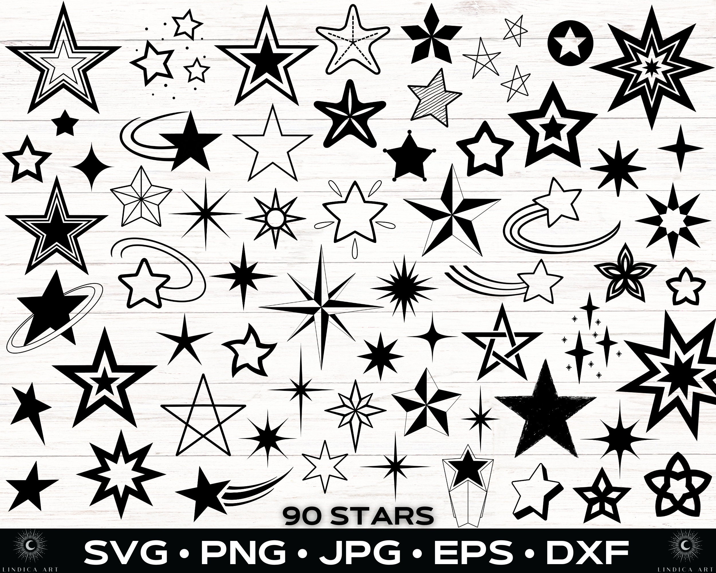 Stars SVG/PNG Clipart Bundle, Sublimation Design, Cricut Cut Files ...