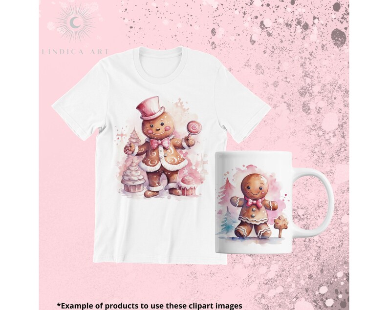 Clipart Pink Christmas Sweets, Gingerbread 50 PNG Files, Pastel ...