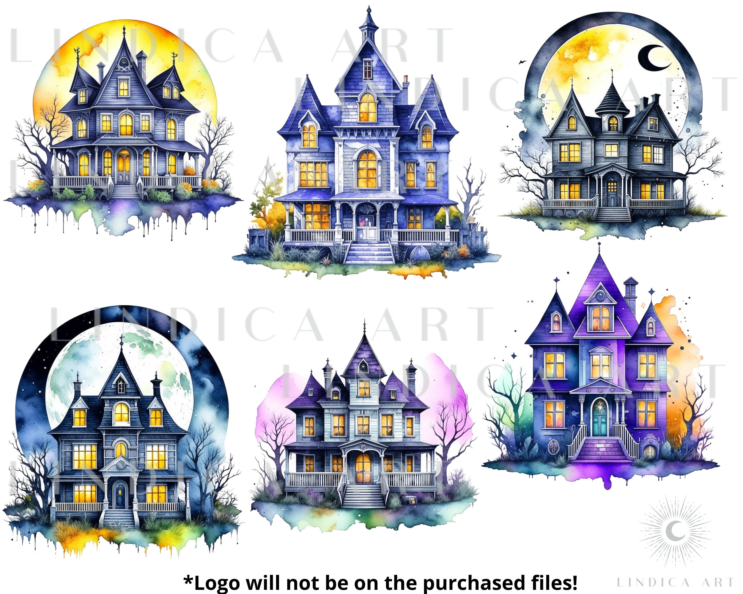 Clipart Halloween Haunted Houses 22 PNG Files Pastel - Etsy