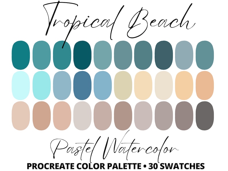 Procreate Color Palette, Watercolor Pastel Blue Color Swatches ...