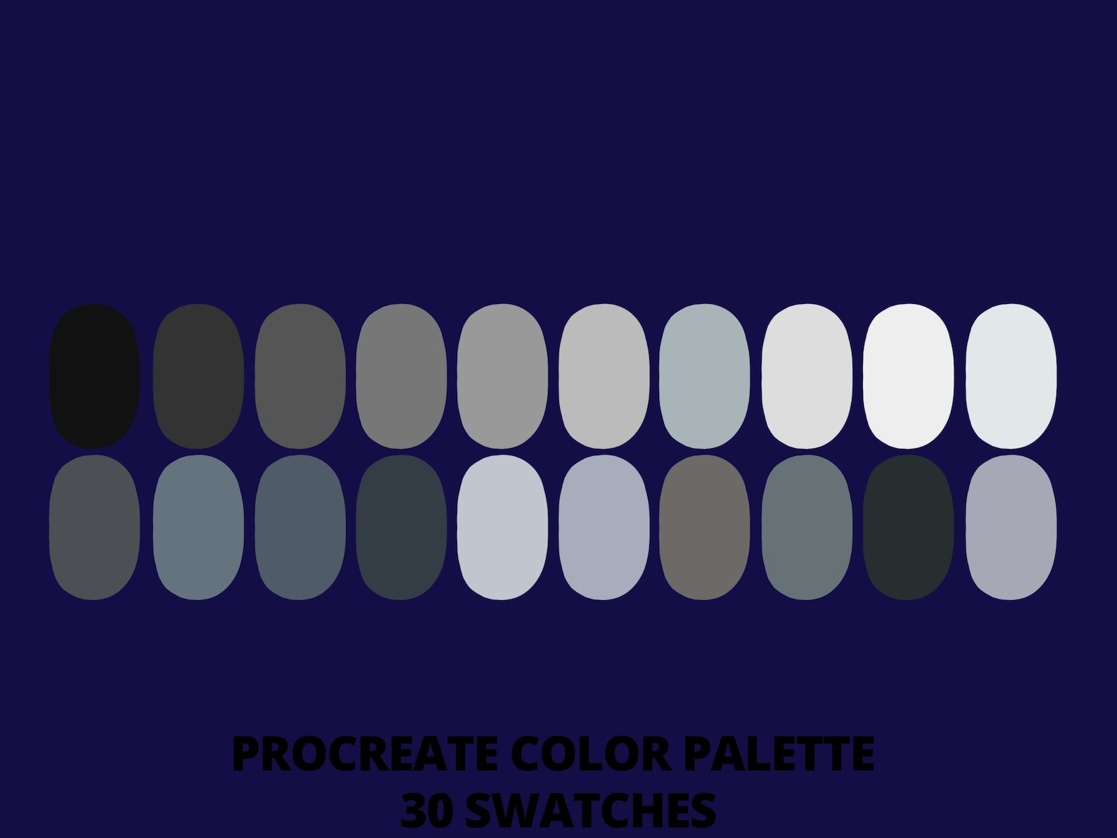 Procreate Color Palette 20 Grey Shades Color Swatches - Etsy