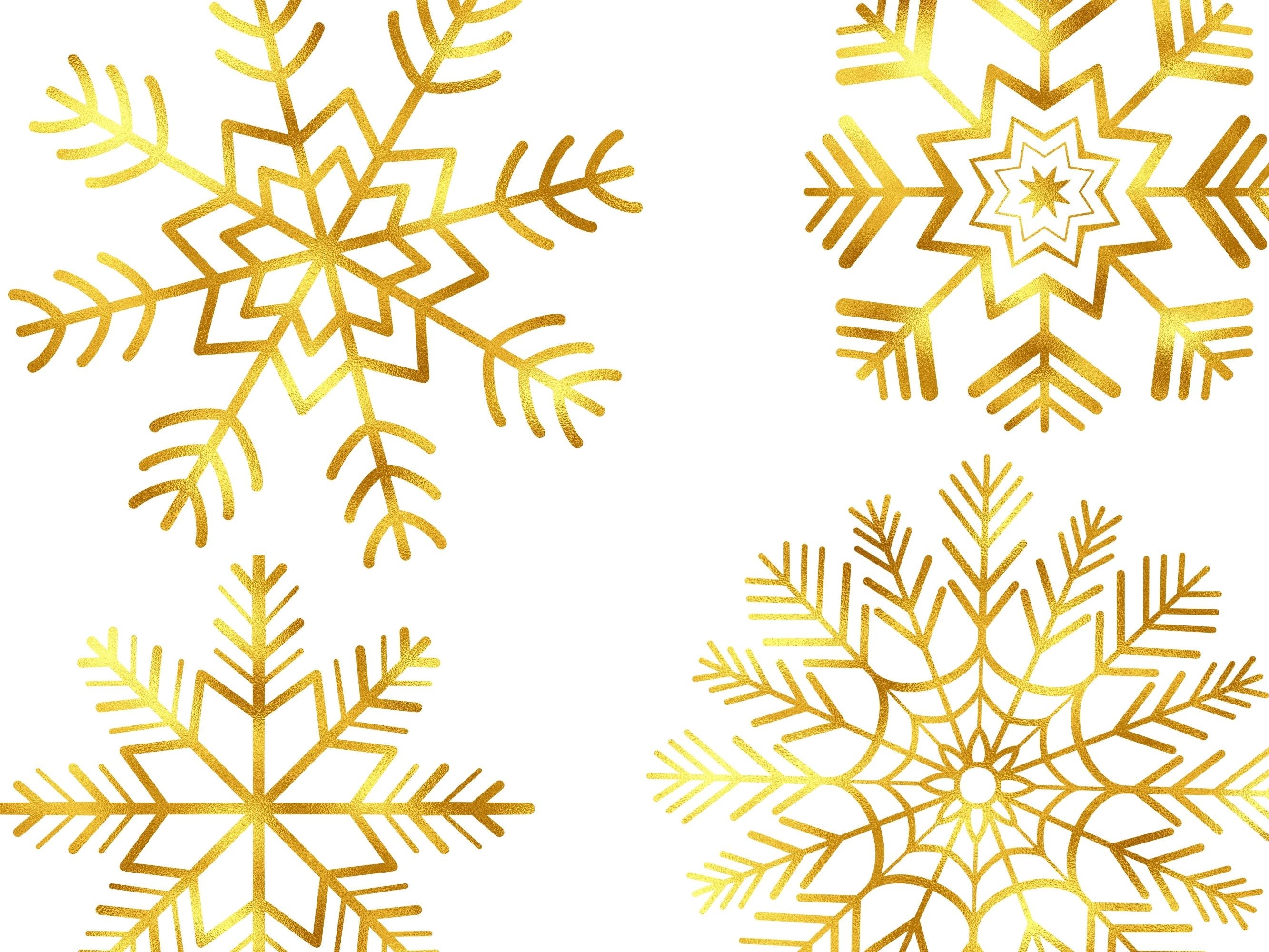 Gold Snowflakes Clip Art, 22 PNG Files, Snowflakes With Gold Foil ...