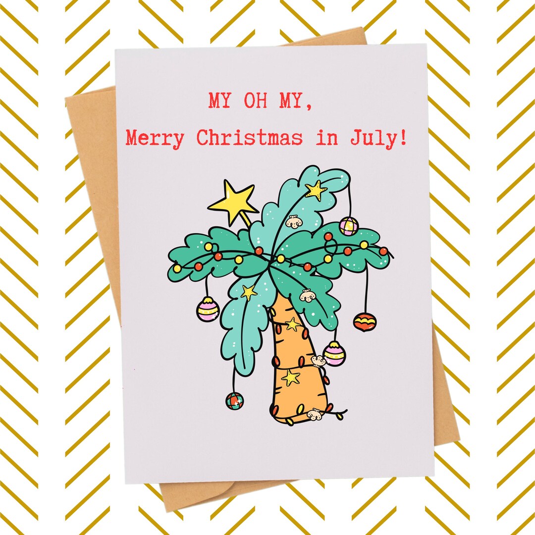 Christmas in July Card| Tropical Palm Tree Holiday Card| Funny Beach ...