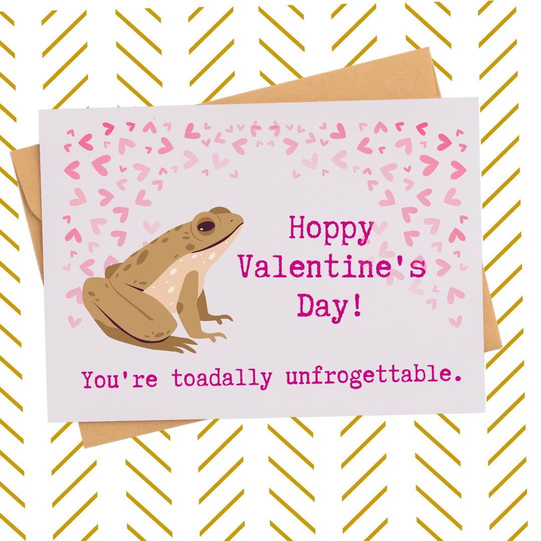Punny Frog Valentines Day Card| Toad Lover Gift| Kids Valentines Day ...