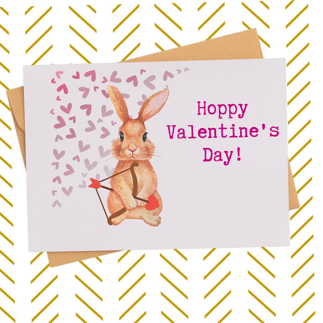 Punny Rabbit Valentines Day Card| Bunny Lover Gift| Kids Valentines Day ...