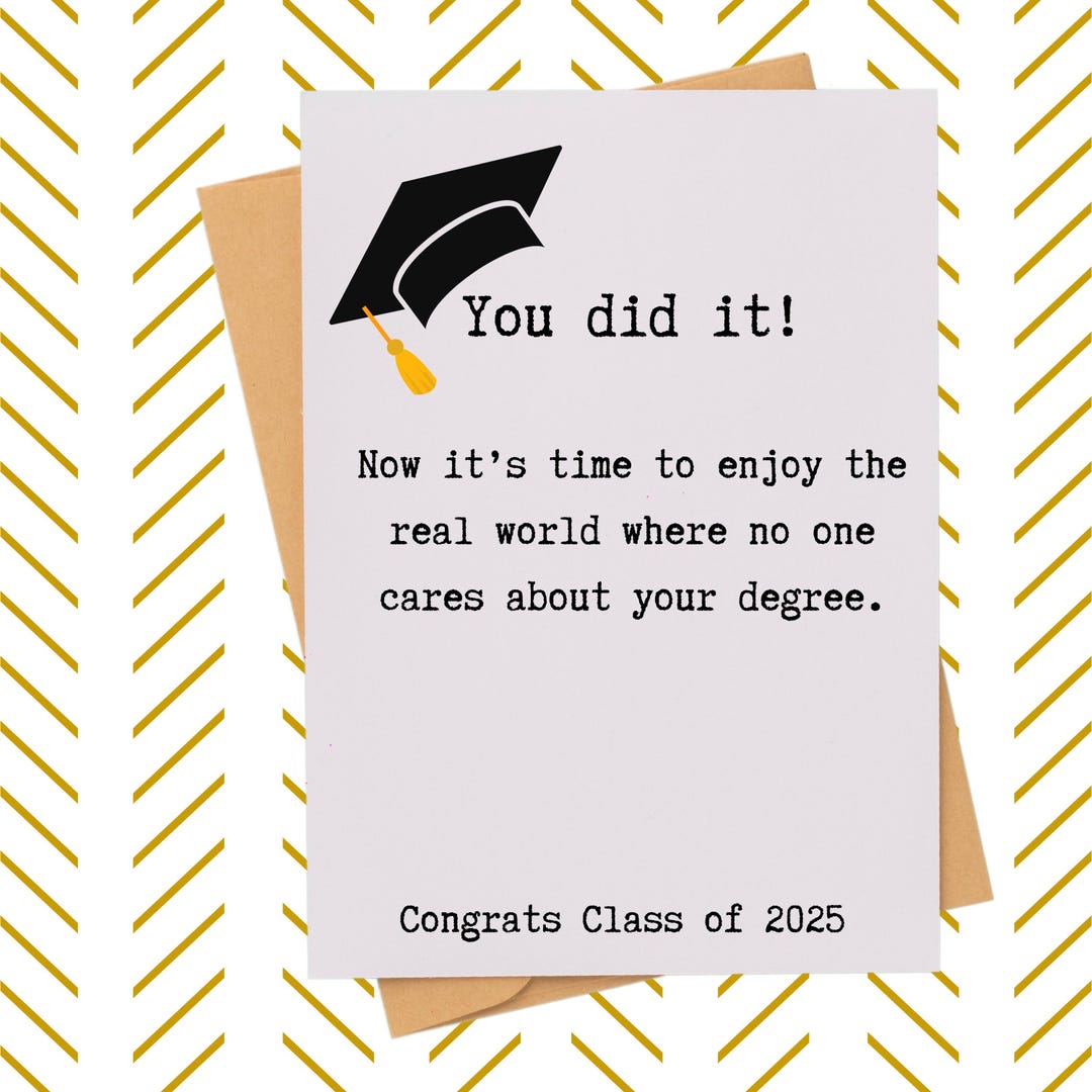 Snarky Graduation Card| Funny Graduation Cap Card| Congrats Card ...
