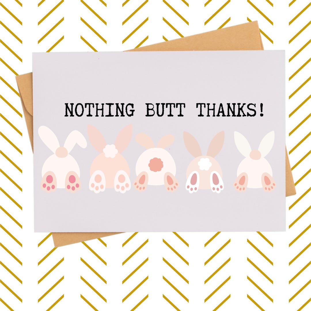 Easter Thank You Card| Hilarious Bunny Butt Card| Easter Bunny Card ...