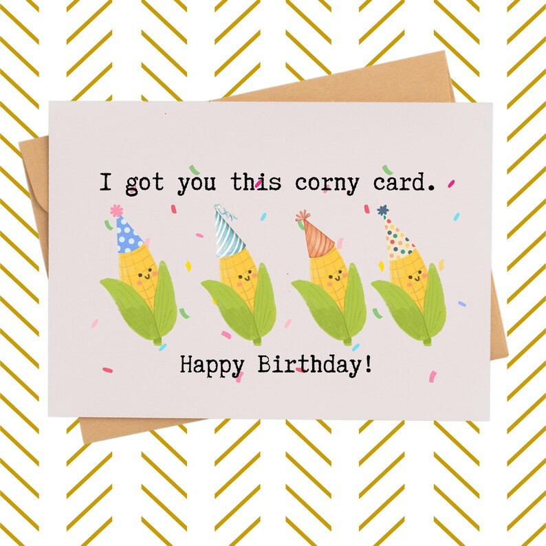 Hilarious Corn Pun Birthday Card| Watercolor Card With Ears of Corn ...