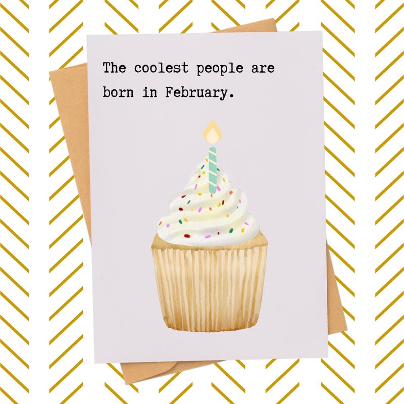 February Birthday Card - Etsy
