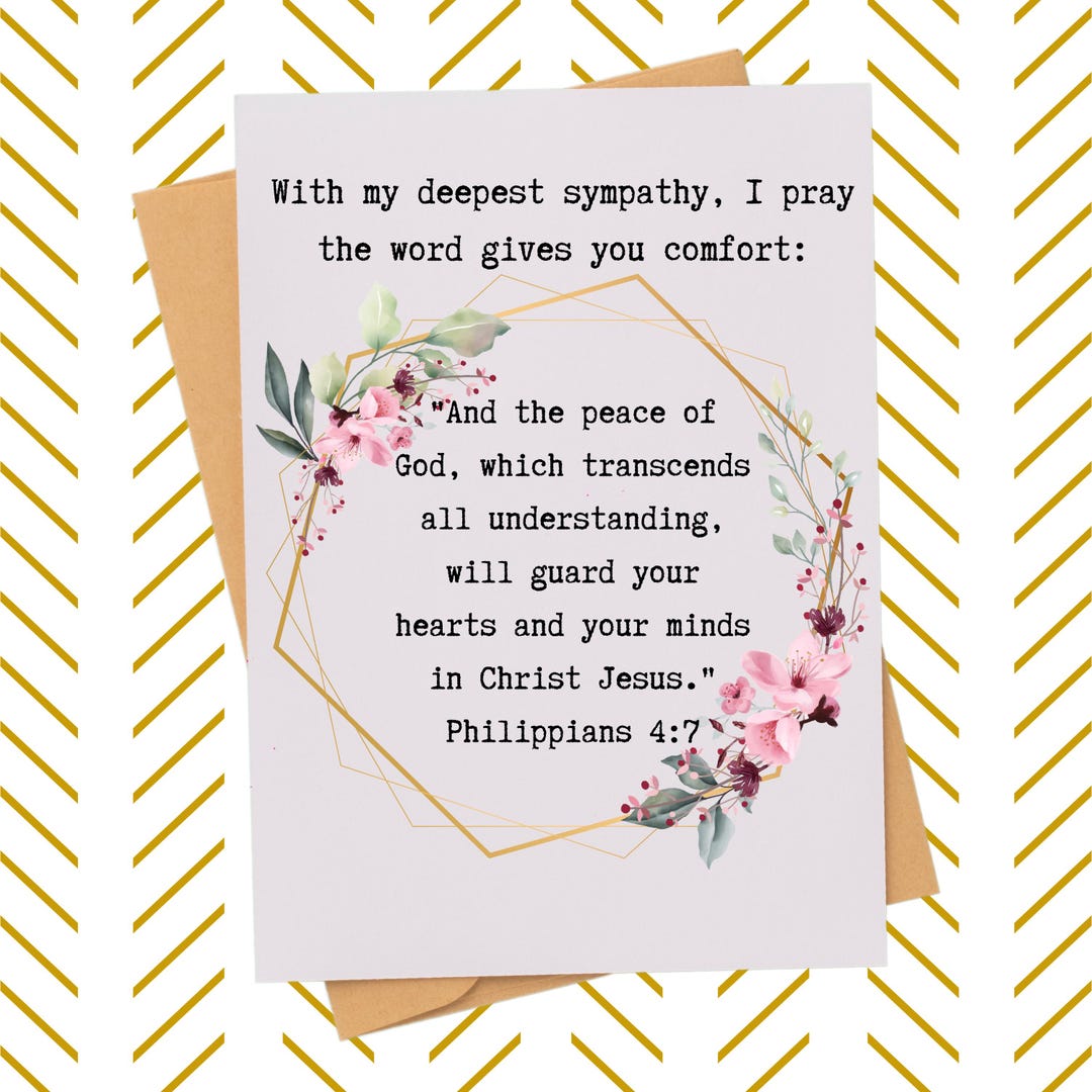 Phillipians 4:7 Card| Christian Card for Loss| Loss of Family Card ...