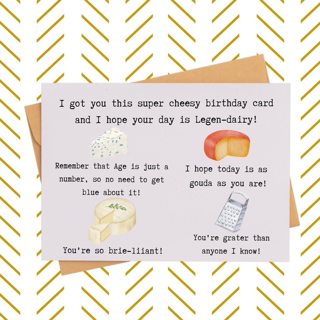 Hilarious Cheese Pun Birthday Card Gift| Foodie Gift Card Idea| Funny ...