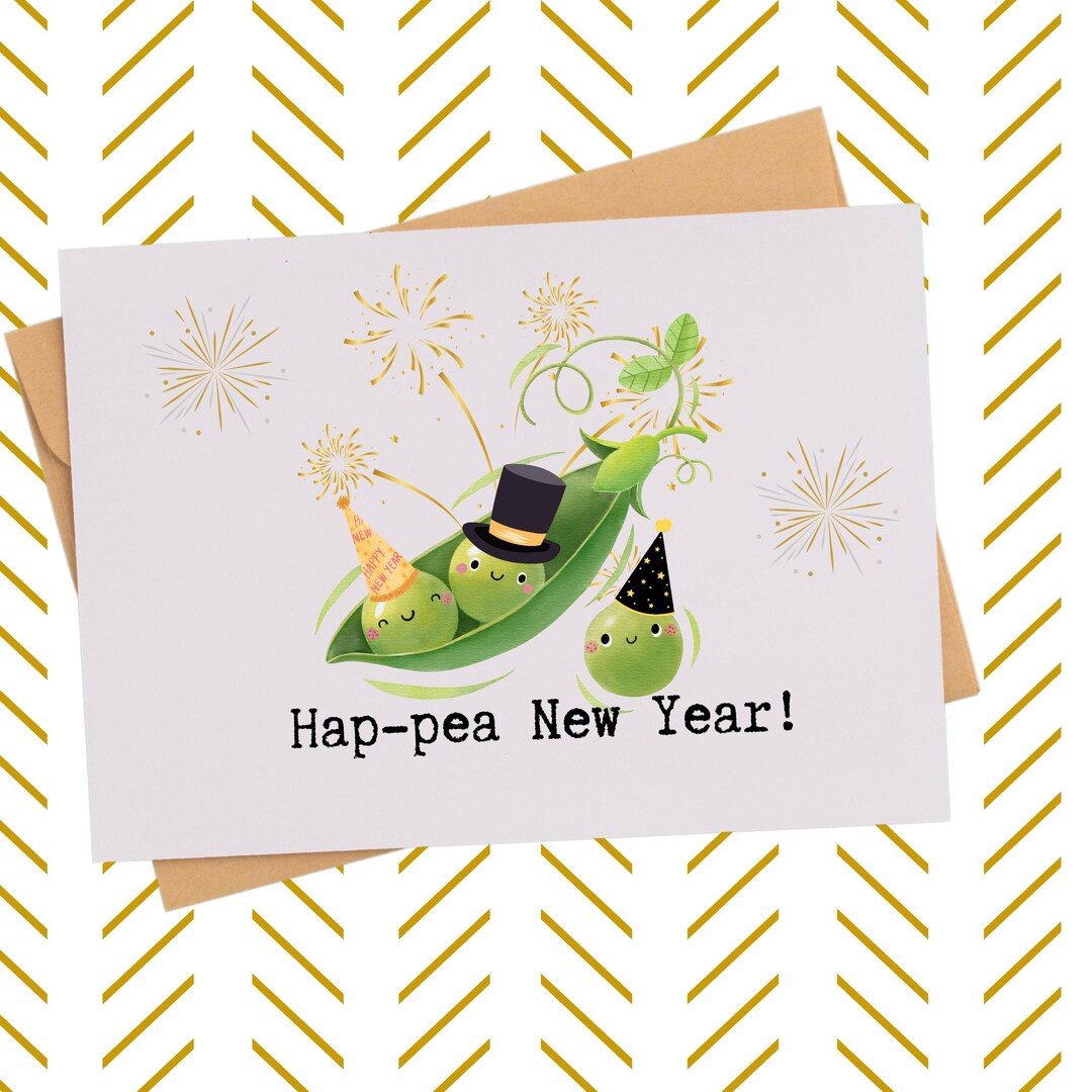 Punny Pea New Year Card| Funny Pea Pod Gift| Kids New Year Gift| Funny ...