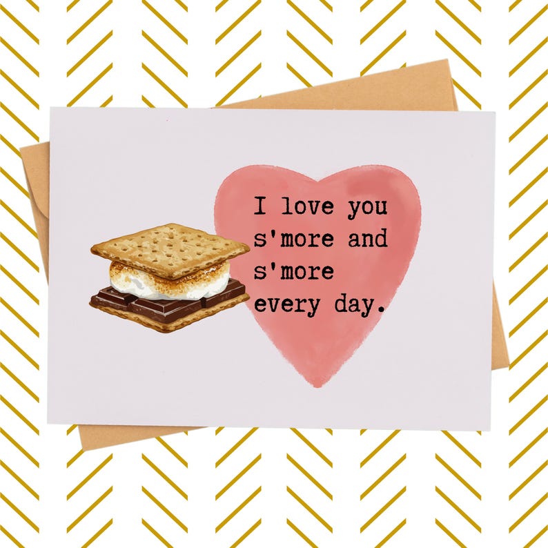 Punny Smore Valentines Day Card| Kids Valentines Gift| Funny Foodie ...
