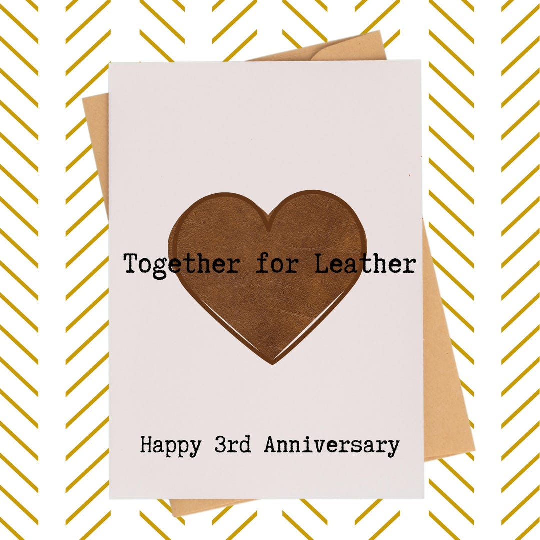 3rd Year Anniversary Leather Heart Present| Milestone 3 Years Together ...