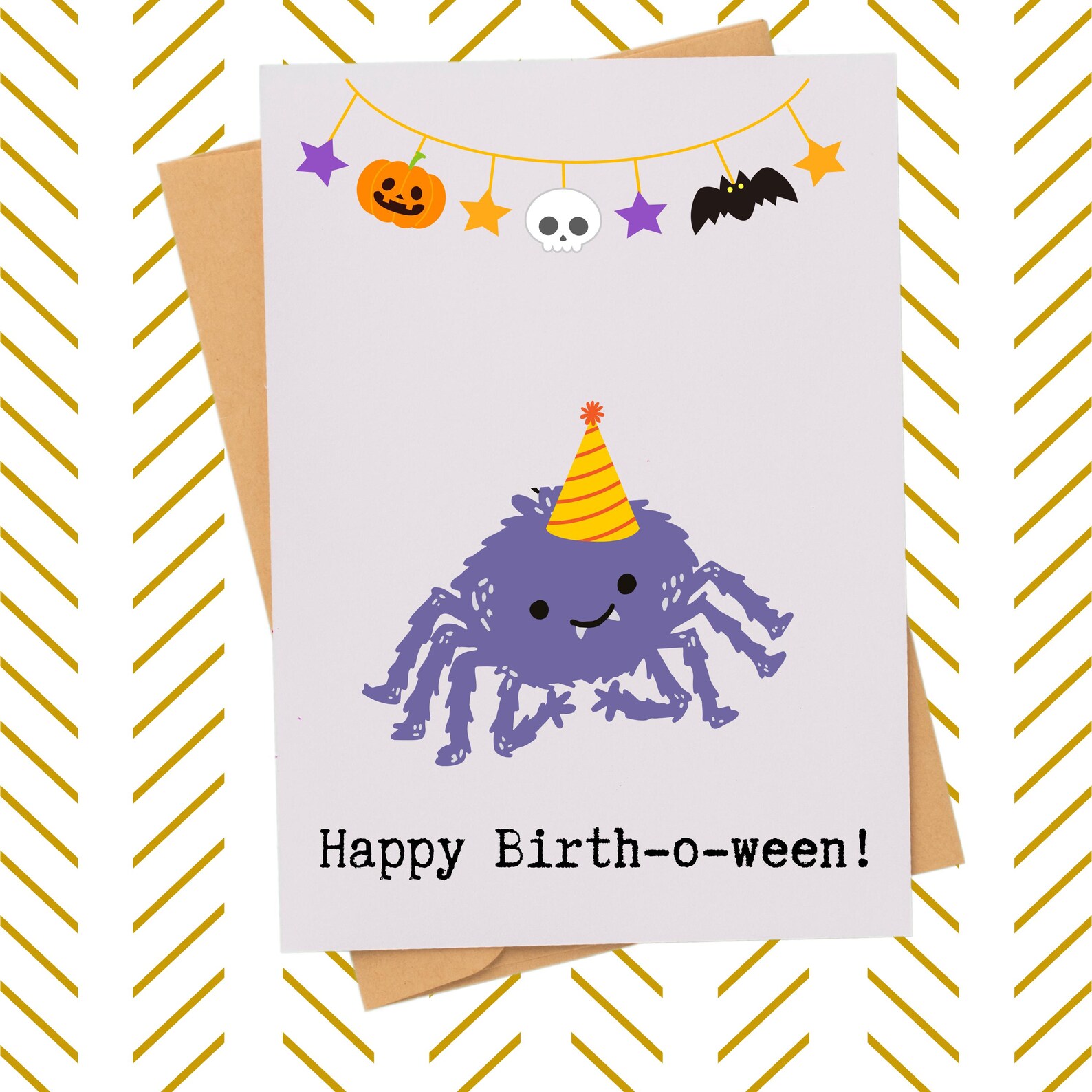 Cute Purple Halloween Spider Birthday Card| Spider Lover Card ...